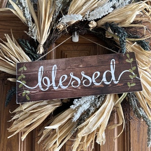 Brown Rustic Wooden Blessed Sign 15 X 5, Vintage Wall Decor, Fall ...