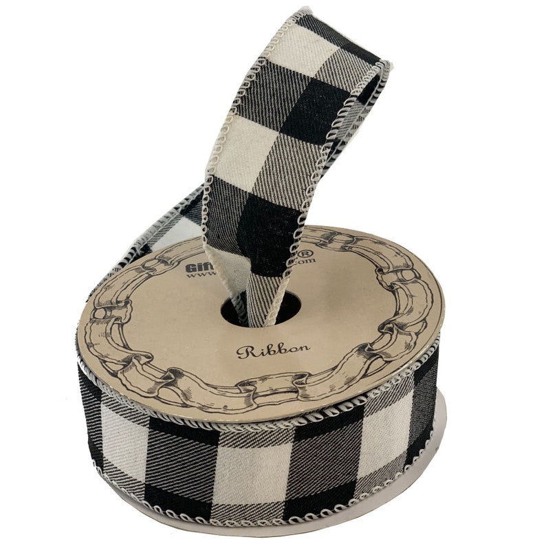 Black White Buffalo Plaid Ribbon 1 1/2 X 10 Yards - Etsy