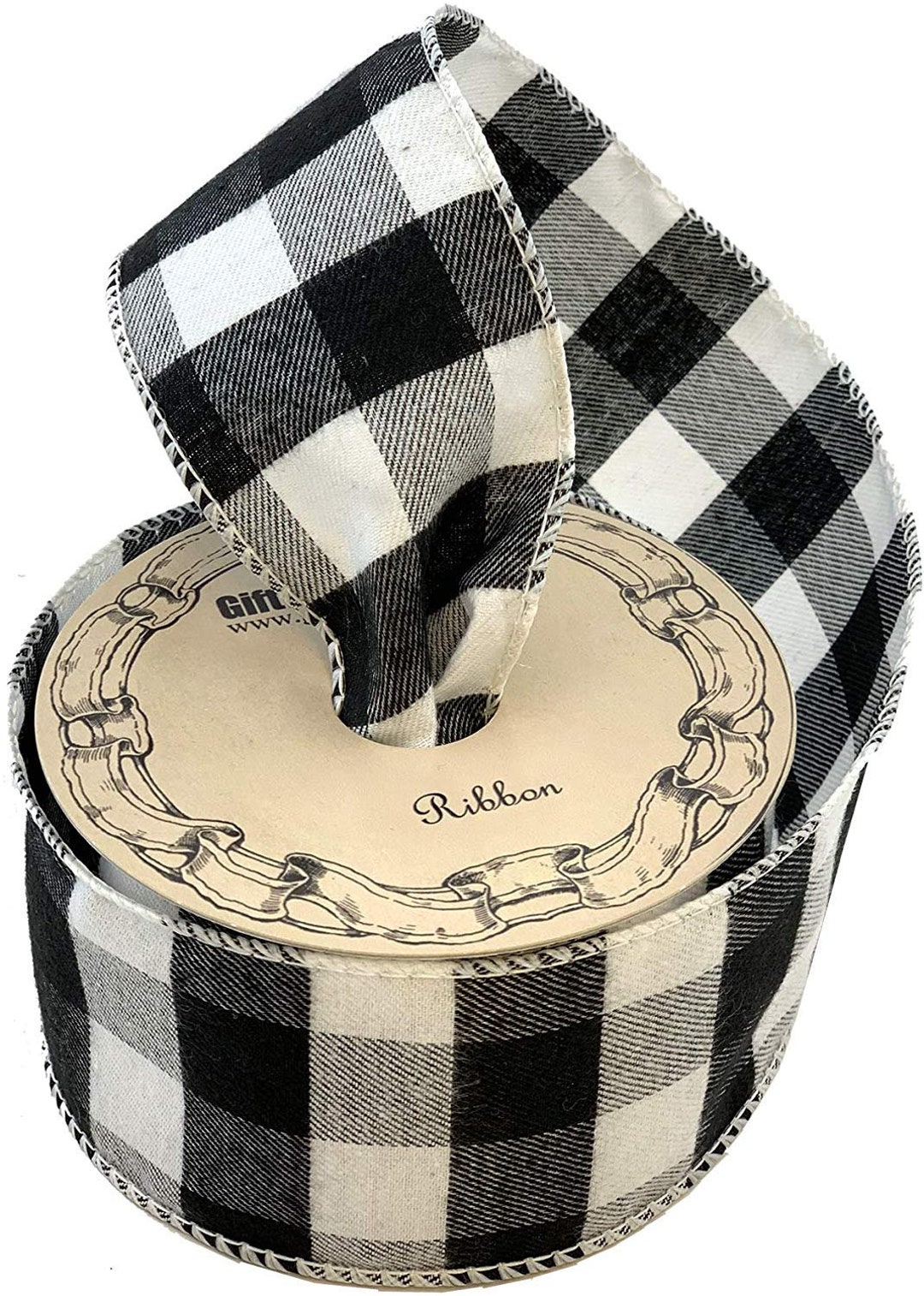 Black White Buffalo Plaid Ribbon - 2 1/2" X 10 Yards, Wired Edge ...
