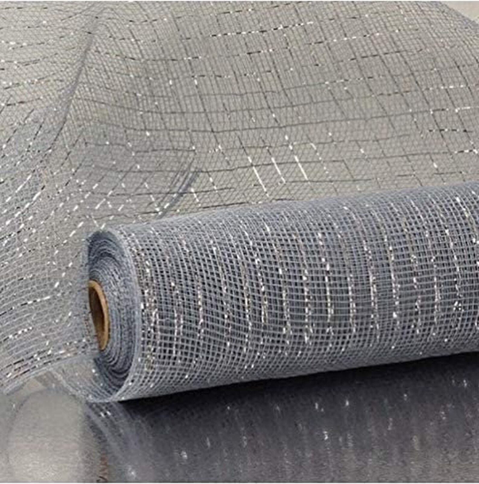 Metallic Silver Deco Mesh Decor - 10" X 10 Yards, Christmas Ribbon Roll ...