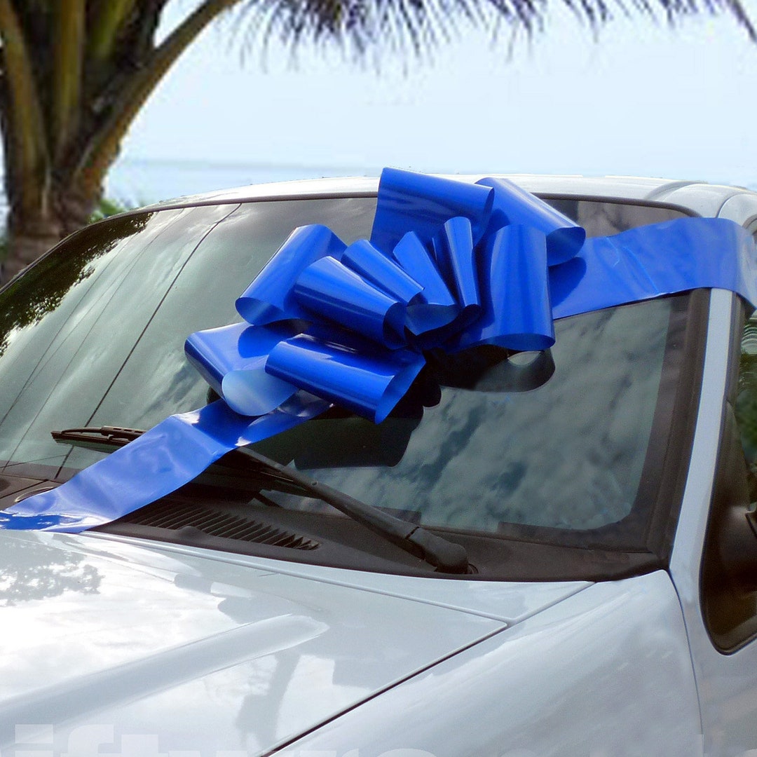 Big Royal Blue Car Bow - 25" Wide, Fully Assembled, Large Ribbon Gift ...