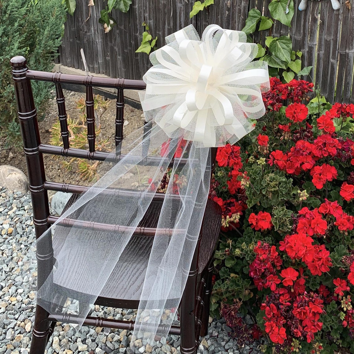 Large Assembled Ivory Tulle Wedding Bows for Church Pews - Etsy