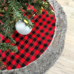 Red and Black Checkered Tree Skirt - Etsy