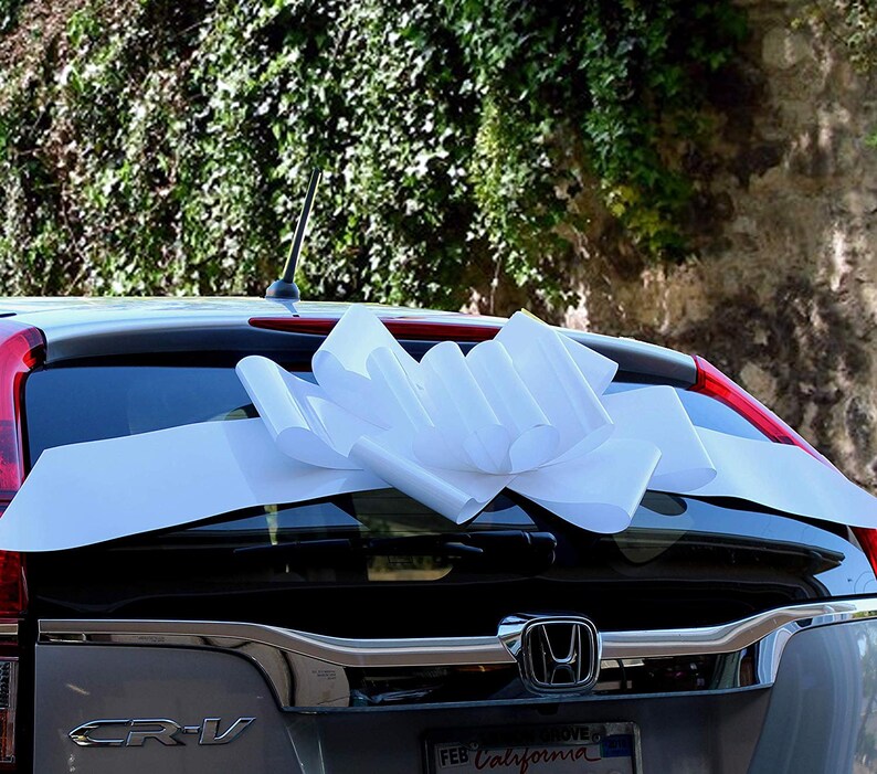 Big White Car Bow Ribbon Large Gift Decoration Fully - Etsy