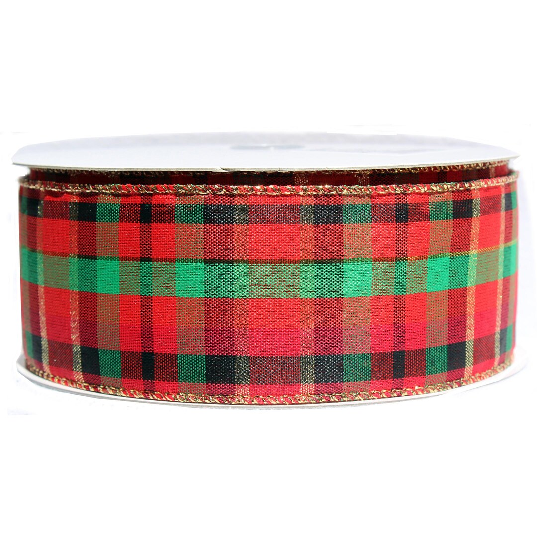 Holiday Wired Christmas Tree Ribbon - 2 1/2" X 50 Yards, Green and Red ...