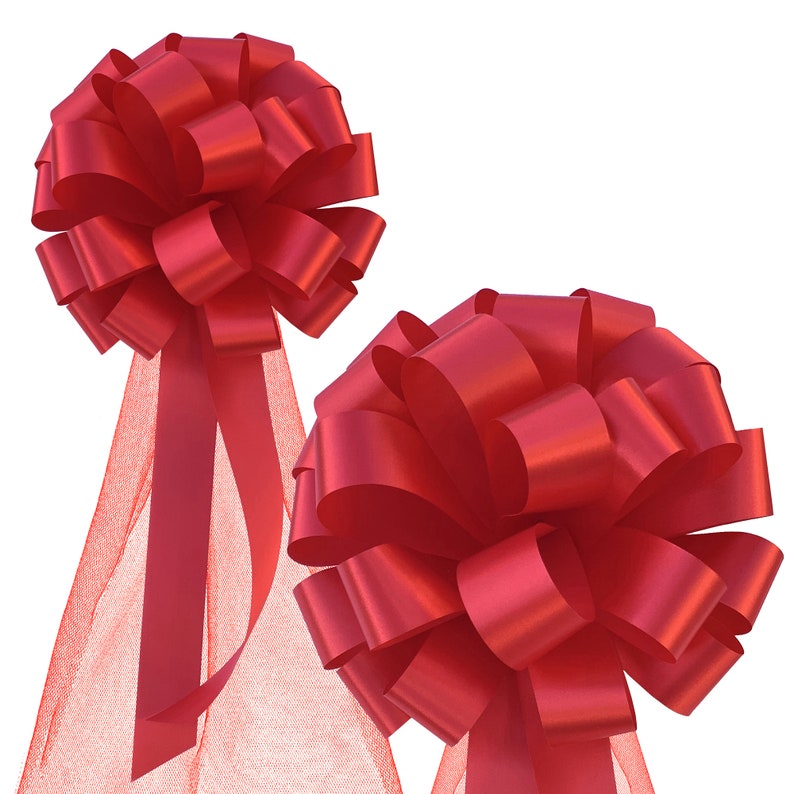 Red Wedding Pull Bows With Tulle Tails 8 Wide Set of - Etsy