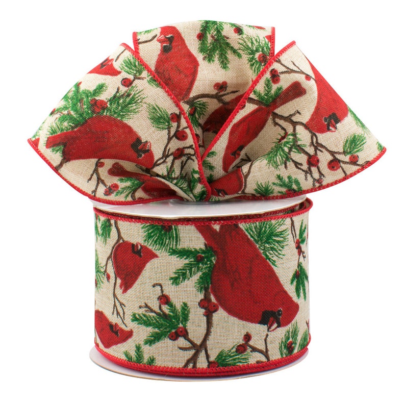 Red Cardinal Wired Christmas Ribbon 2 1/2 X 10 Yards - Etsy