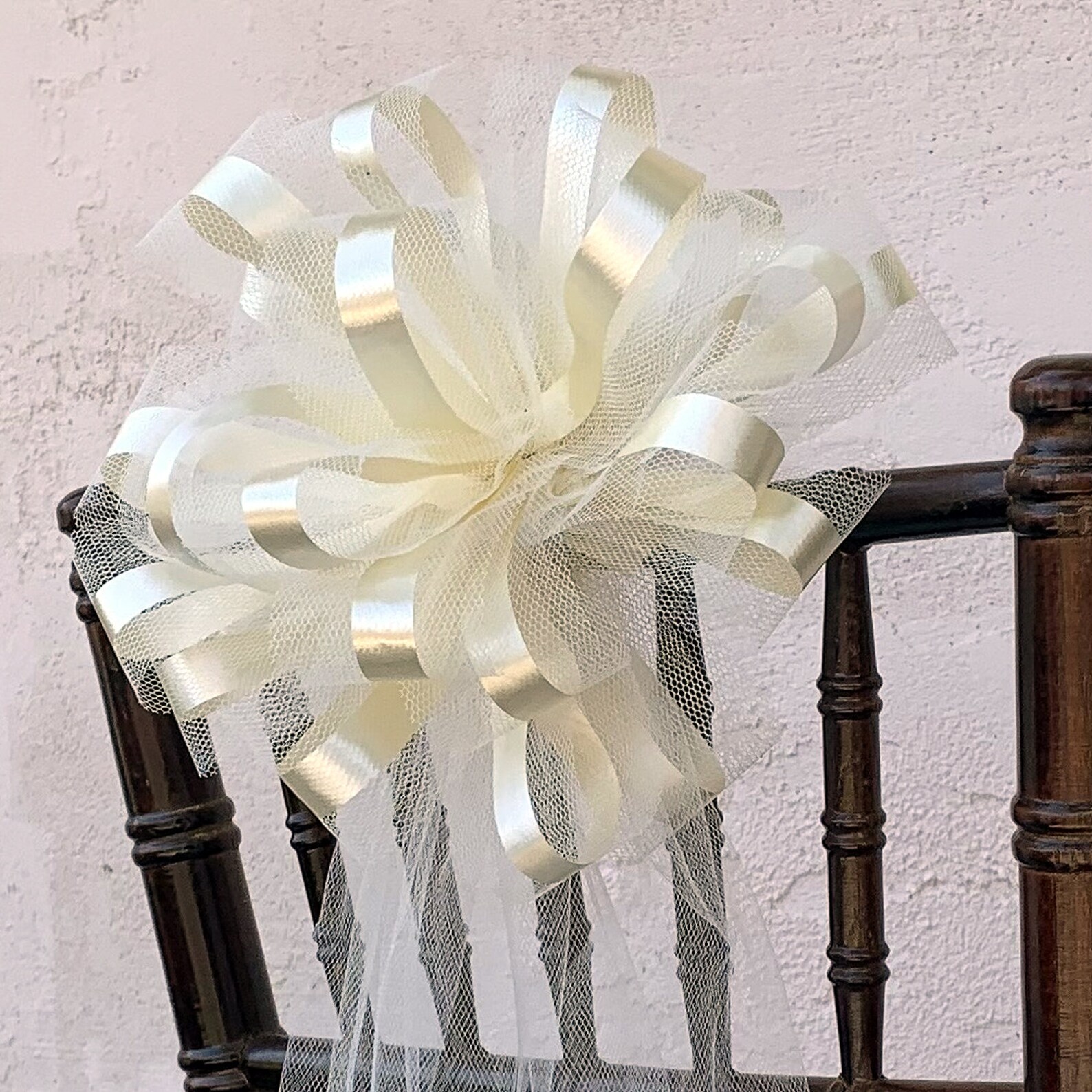 Large Assembled Ivory Tulle Wedding Bows for Church Pews - Etsy