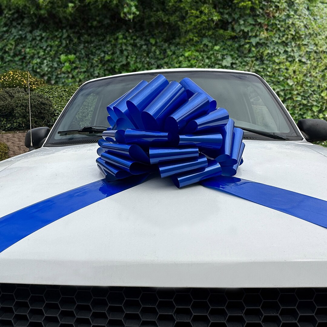 Large Royal Blue Car Bow, 16" Wide - Front Door Decor, Veteran's Day ...