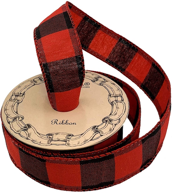 Red Black Buffalo Plaid Ribbon 1 1/2 X 10 Yards Wired - Etsy