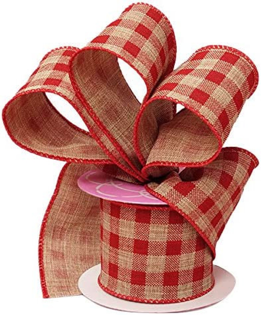 Red Checkered Wired Edge Gingham Ribbon 2 1/2 X 10 Yards, Valentine's ...
