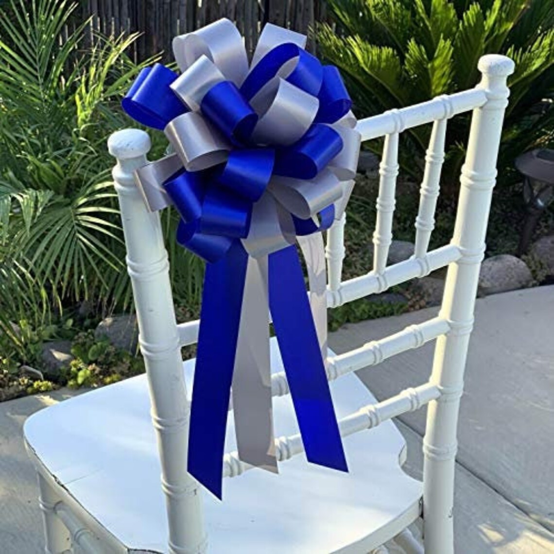 Royal Blue & Silver Pull Bows With Tails 8 Wide Set - Etsy