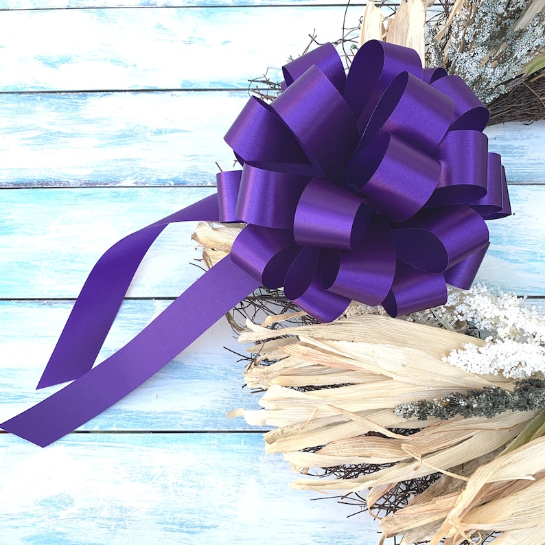 Purple Pull Bows With Tails - 8" Wide, Set of 6, Christmas, Easter ...
