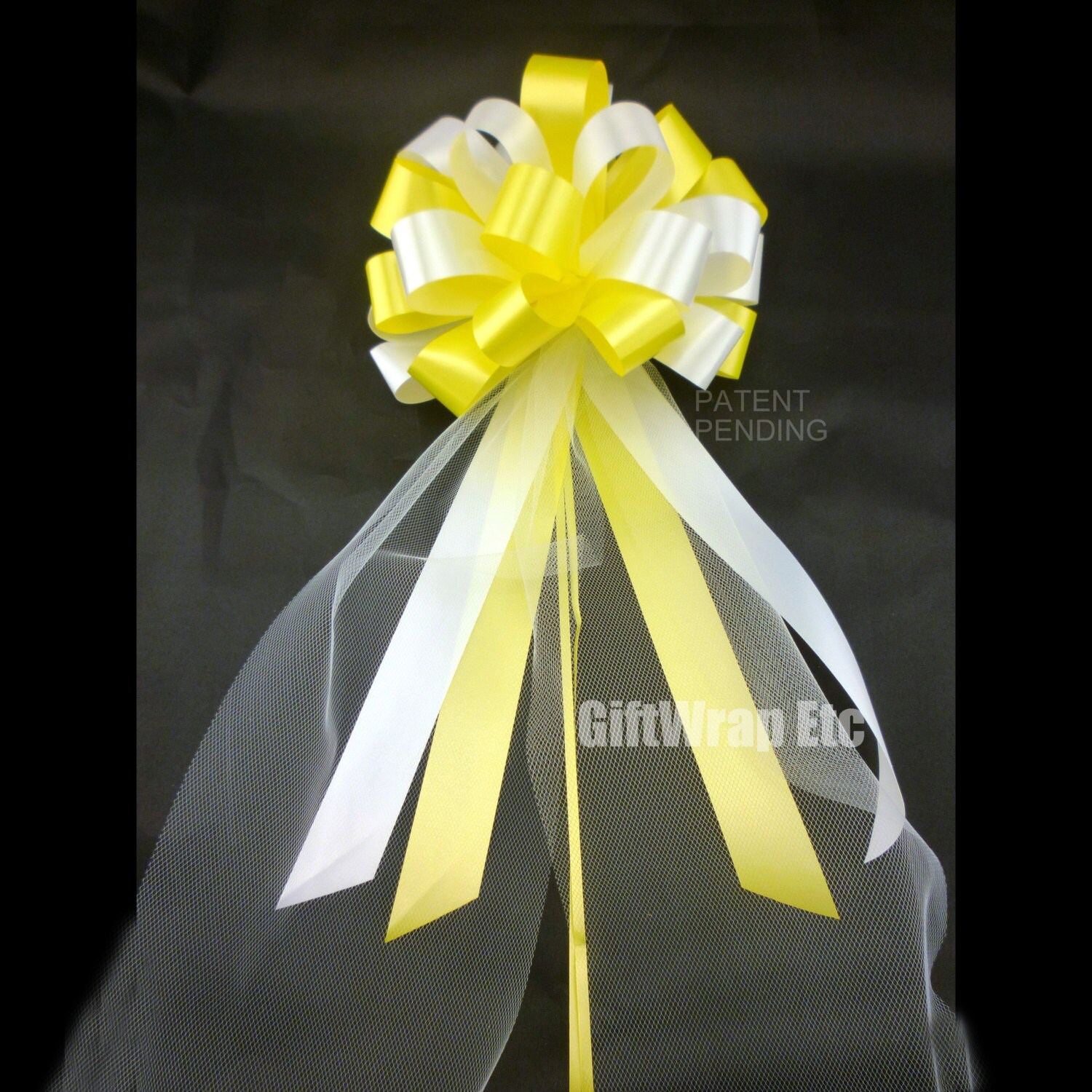 Yellow and White Pull Bows with Tulle Tails 8 Wide | Etsy