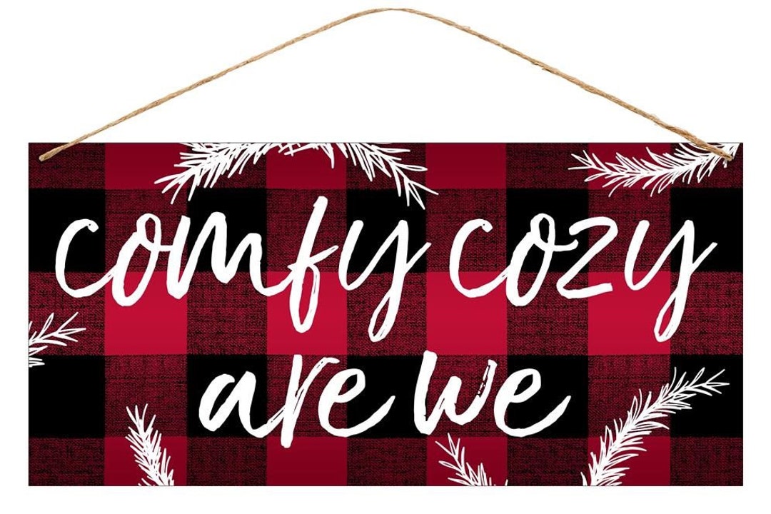 Buffalo Plaid Wooden Welcome Sign - 12" X 6", Red & Black Check Home ...