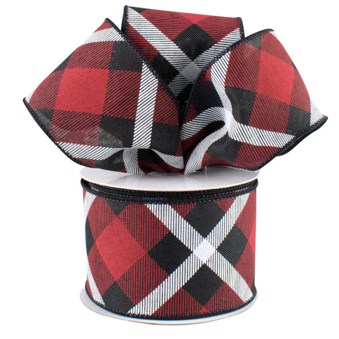 Diagonal Plaid Wired Christmas Ribbon 2 1/2 Inch X 10 Yards - Etsy