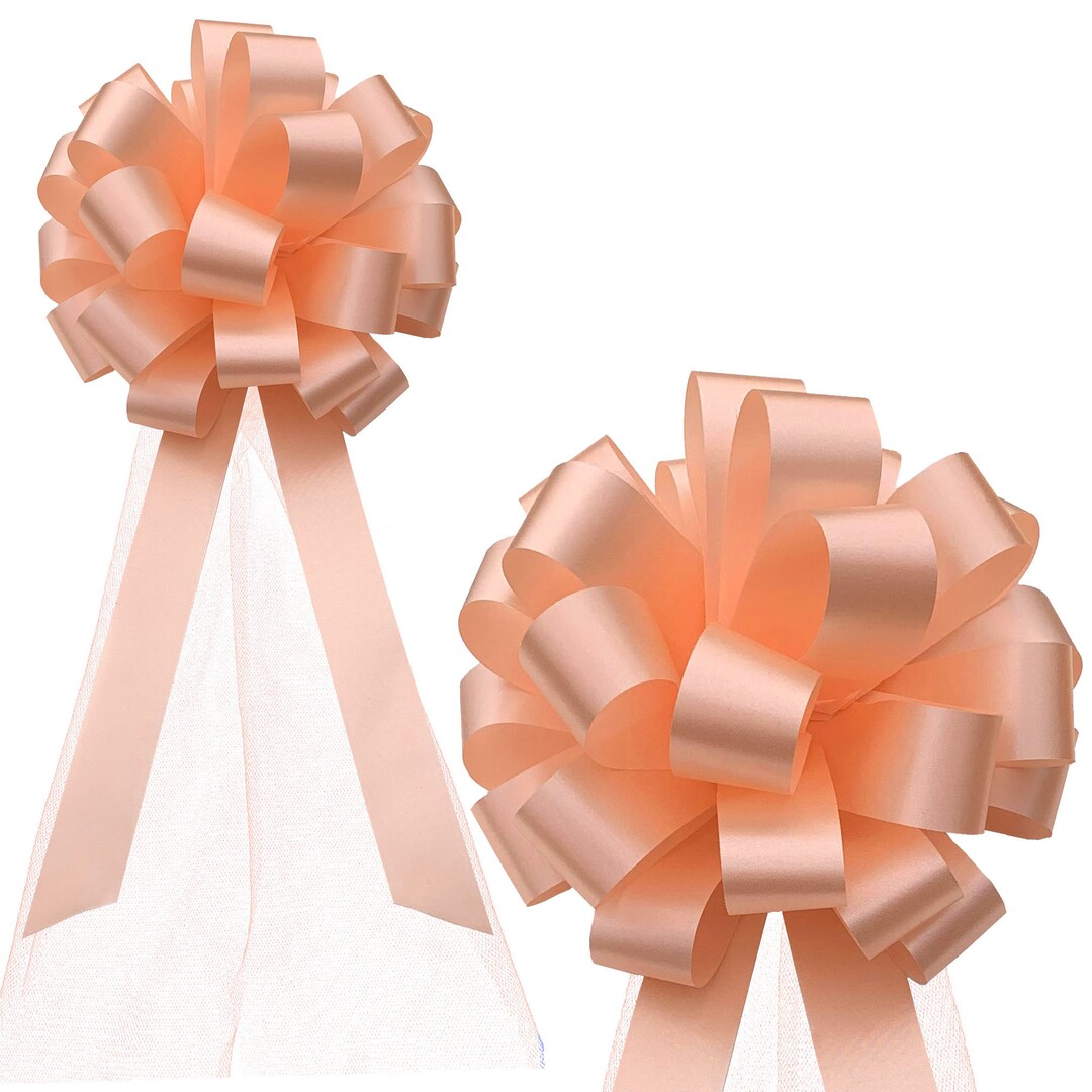 Peach Pull Bows With Tulle Tails 8 Wide Set of 6 - Etsy