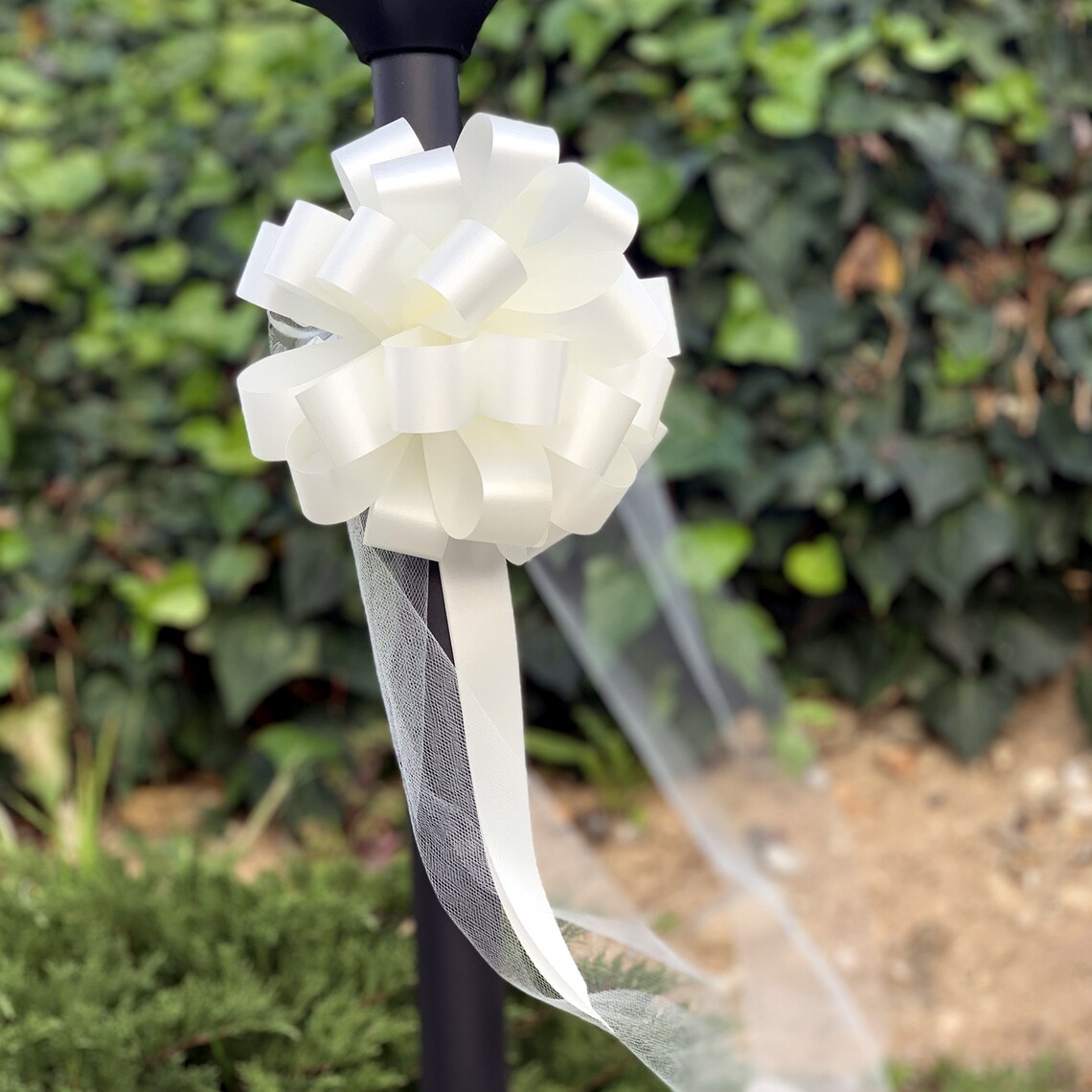 Ivory Wedding Pull Bows With Tulle Tails - 8" Wide, Set of 6,easter ...