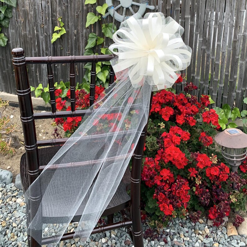 Large Assembled Ivory Tulle Wedding Bows for Church Pews - Etsy
