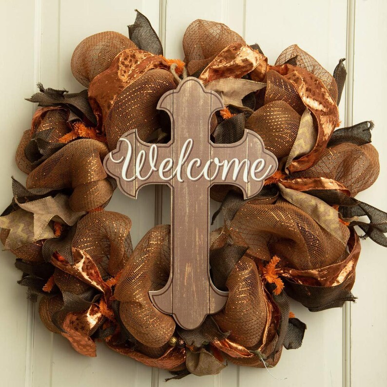 Welcome Cross Front Door Sign 16 X 11 Wood - Etsy