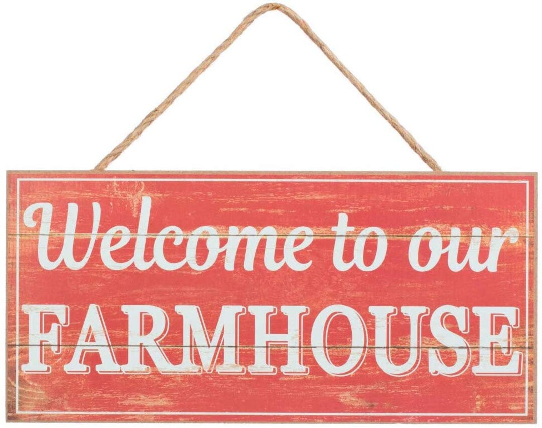 Rustic Red Farmhouse Welcome Sign - 12.5" X 6", Barn Red, Distressed ...