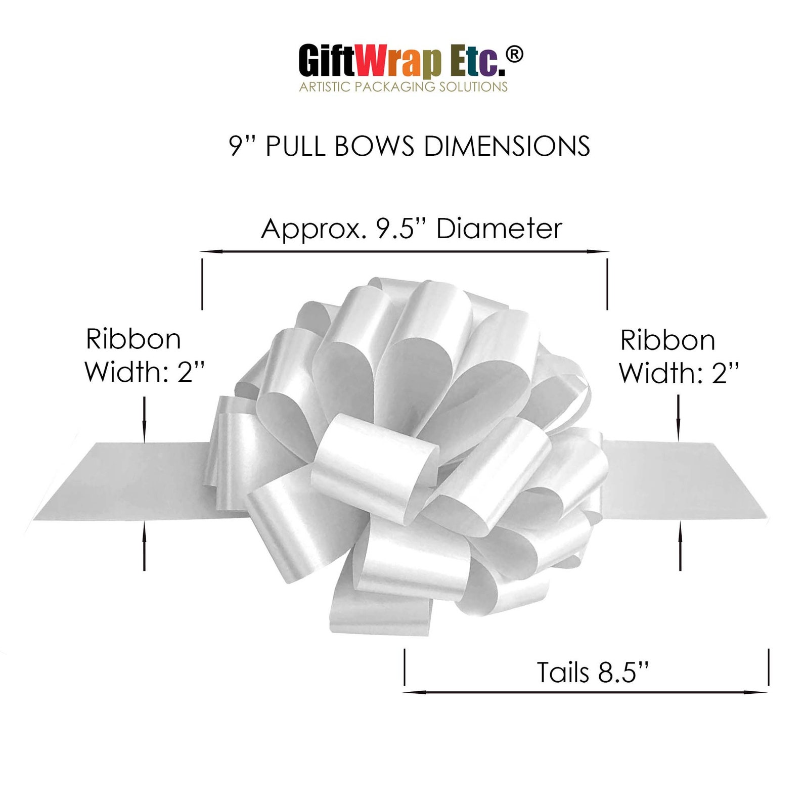 Large White Ribbon Pull Bows - 9" Wide, Set of 6, 4th of July, America ...