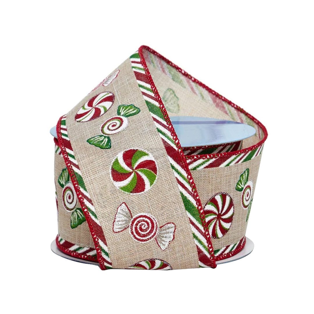 Candy Cane Edge Christmas Ribbon - 2 1/2" X 10 Yards, Wired Ribbon ...