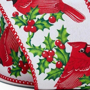 Red Cardinal Wired Christmas Ribbon - 2 1/2" X 10 Yards, Christmas Pine ...