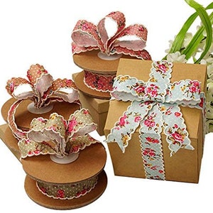 Vintage Floral Shabby Chic Ribbon - 1" X 10 Yards, Pink Ribbon, White ...