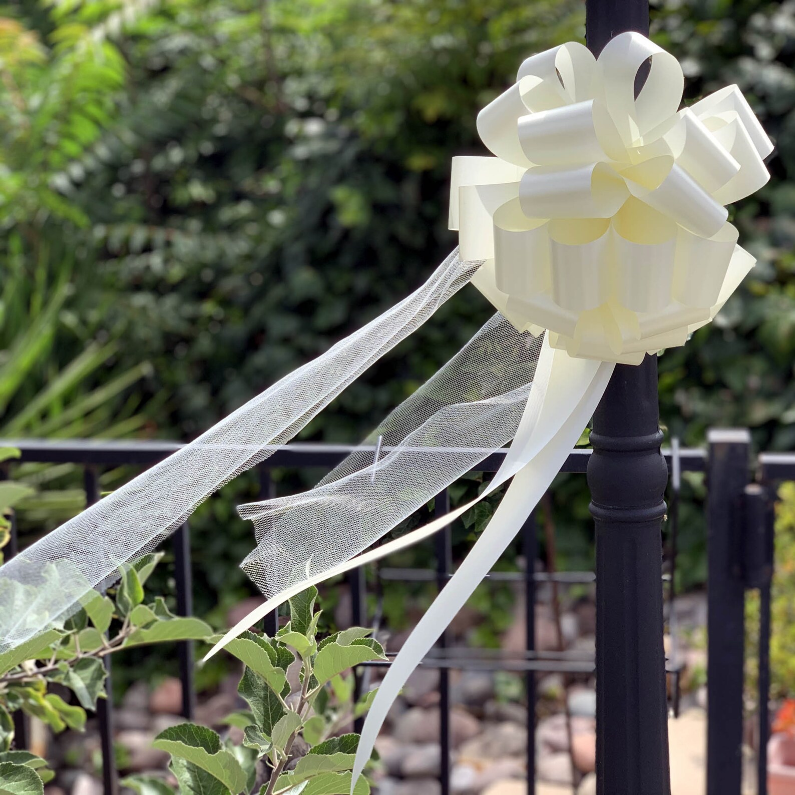 Large Ivory Pull Bows With Long Tulle Tails - 9" Wide, Set of 6, Easter ...