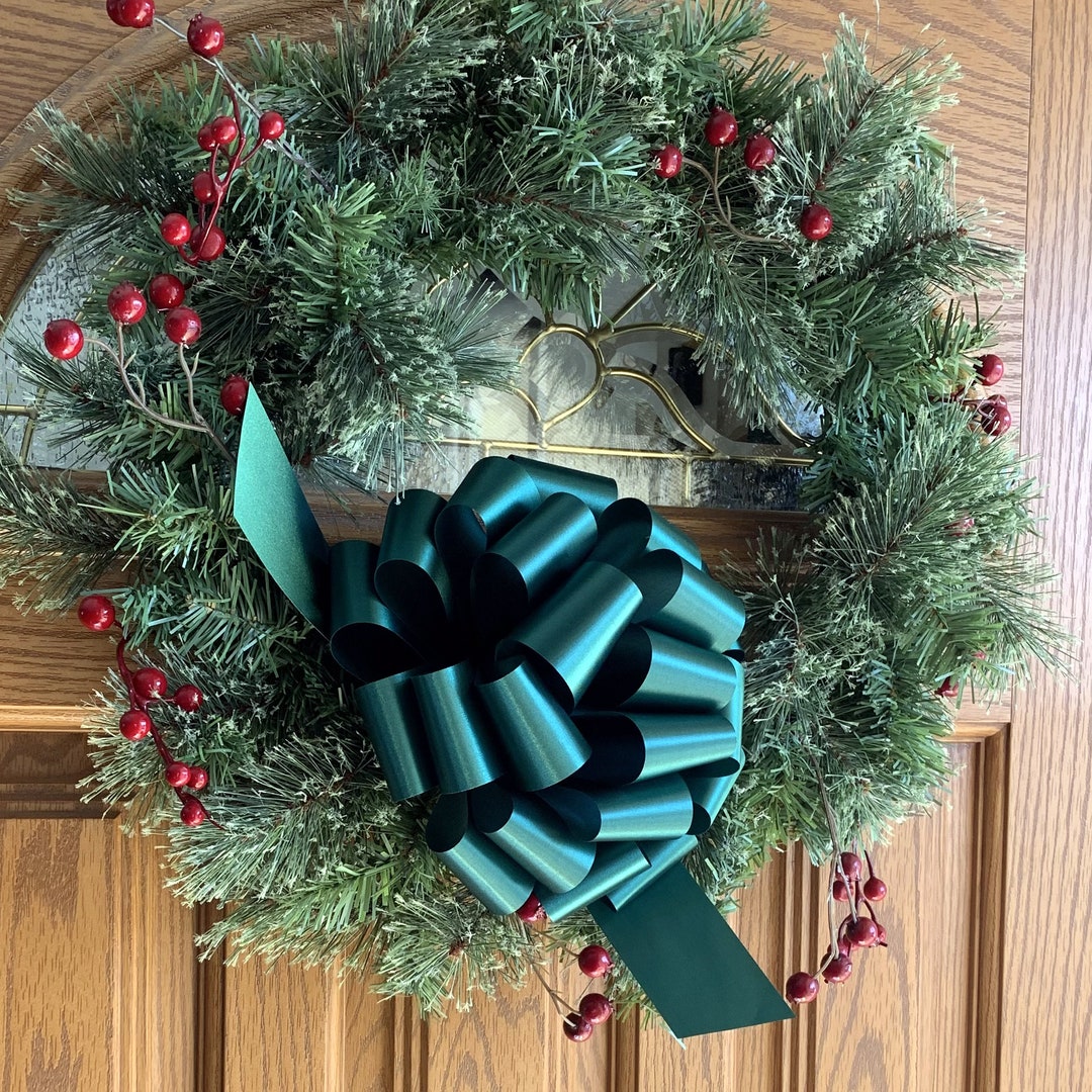 Large Hunter Green Pull Bows - 9" Wide, Set of 6, Mardi Gras, Easter ...