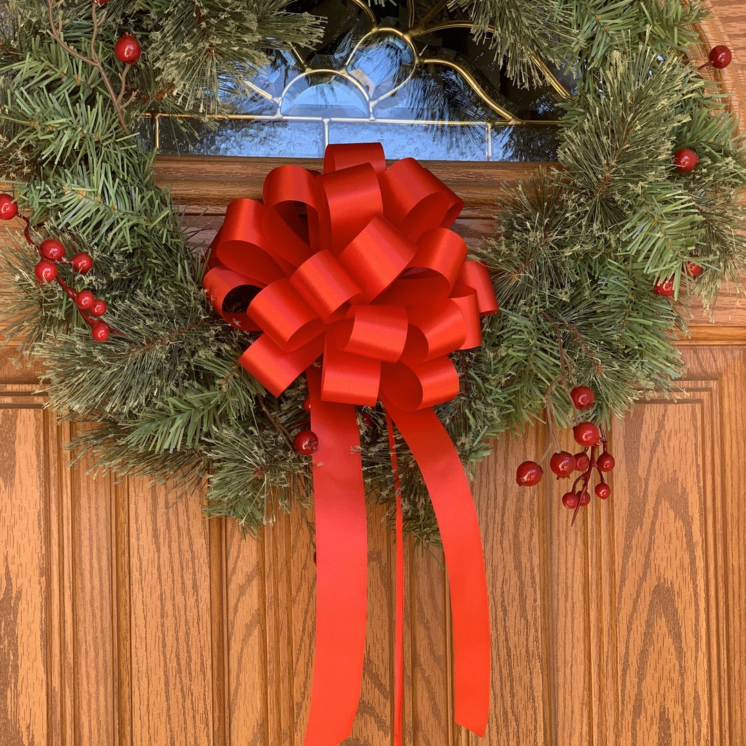 Red Pull Bows With Tails 8 Wide, Set of 6, Valentine's Day, Christmas ...