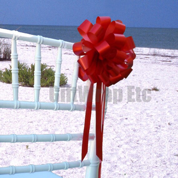 Red Pull Bows with Tails 8 Wide Set of 6 | Etsy