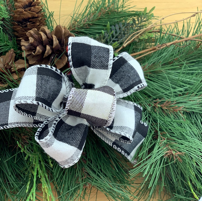 Black White Buffalo Plaid Ribbon - 1 1/2" X 10 Yards, Wired Edge ...