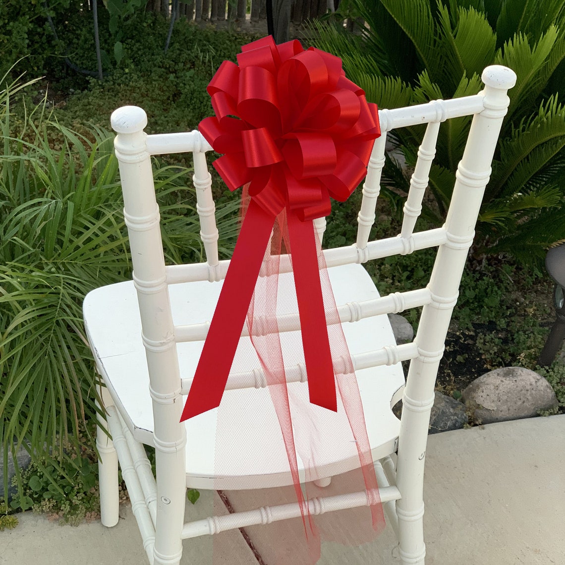 Red Wedding Pull Bows With Tulle Tails 8 Wide Set of - Etsy