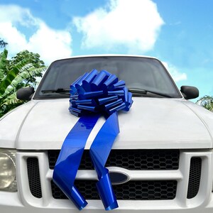 Large Royal Blue Car Bow, 16" Wide - Front Door Decor, Veteran's Day ...
