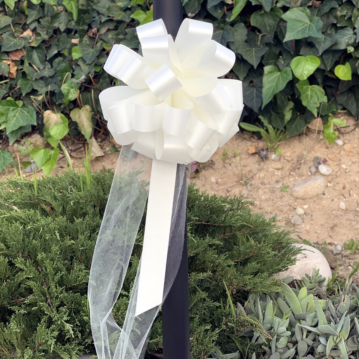 Ivory Wedding Pull Bows With Tulle Tails - 8" Wide, Set of 6,easter ...
