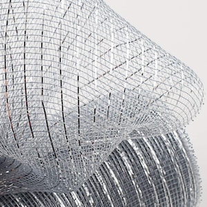 Metallic Silver Deco Mesh Decor - 10" X 10 Yards, Christmas Ribbon Roll ...
