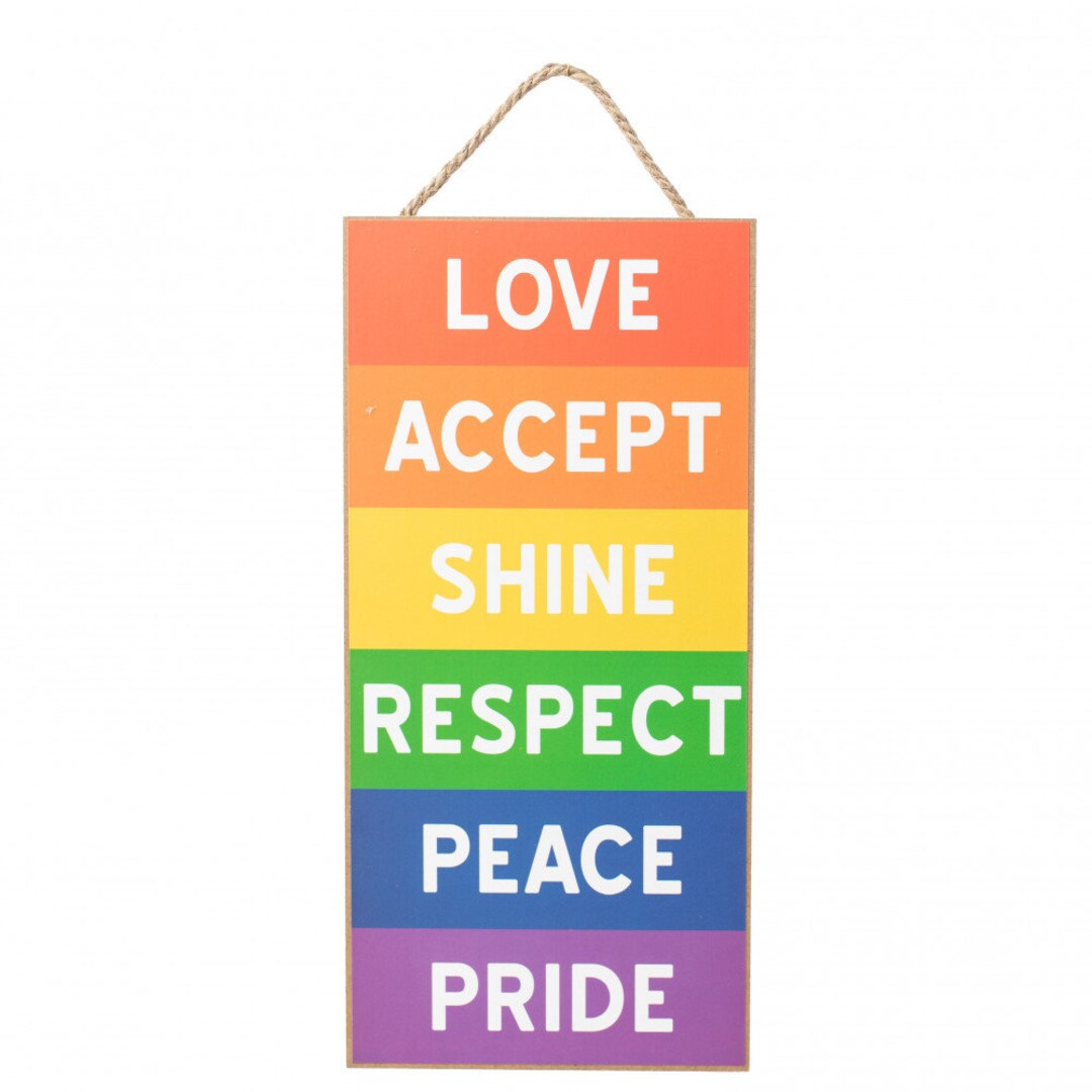 LGBTQ Pride Tenets Rainbow Sign - 12.5" X 6", Love, Accept, Shine ...