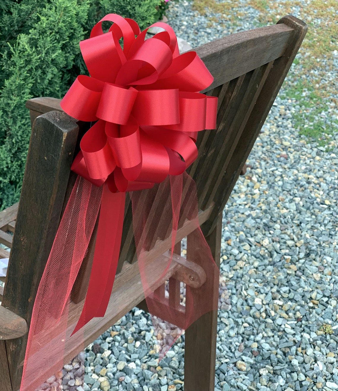 Red Wedding Pull Bows With Tulle Tails 8 Wide Set of - Etsy