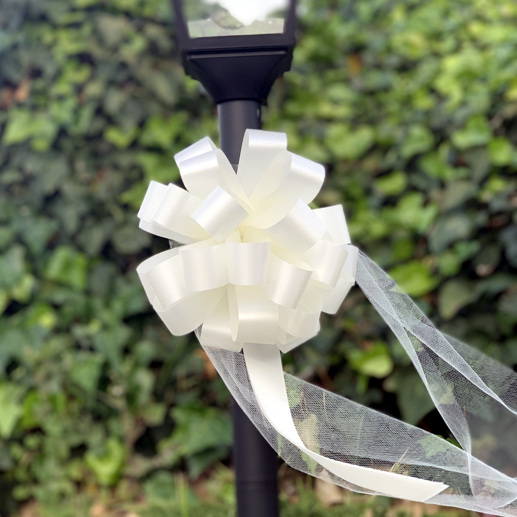 Ivory Wedding Pull Bows With Tulle Tails - 8" Wide, Set of 6,easter ...