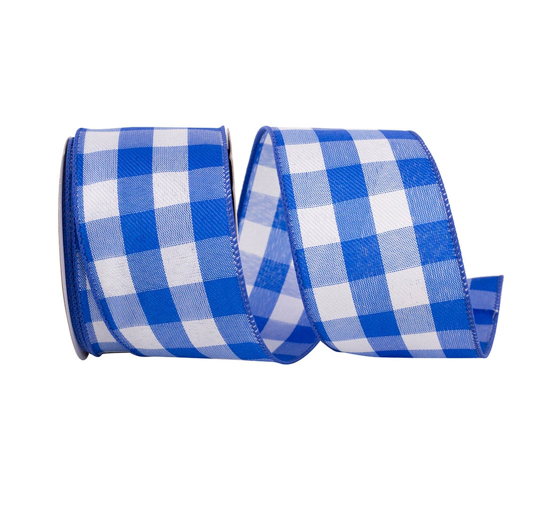 Royal Blue Plaid Wired Ribbon 2 1/2 Inch X 10 Yards Easter - Etsy