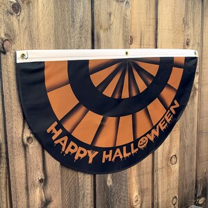 Festive Happy Halloween Bunting Flag – 18” X 36”, Orange and Black ...