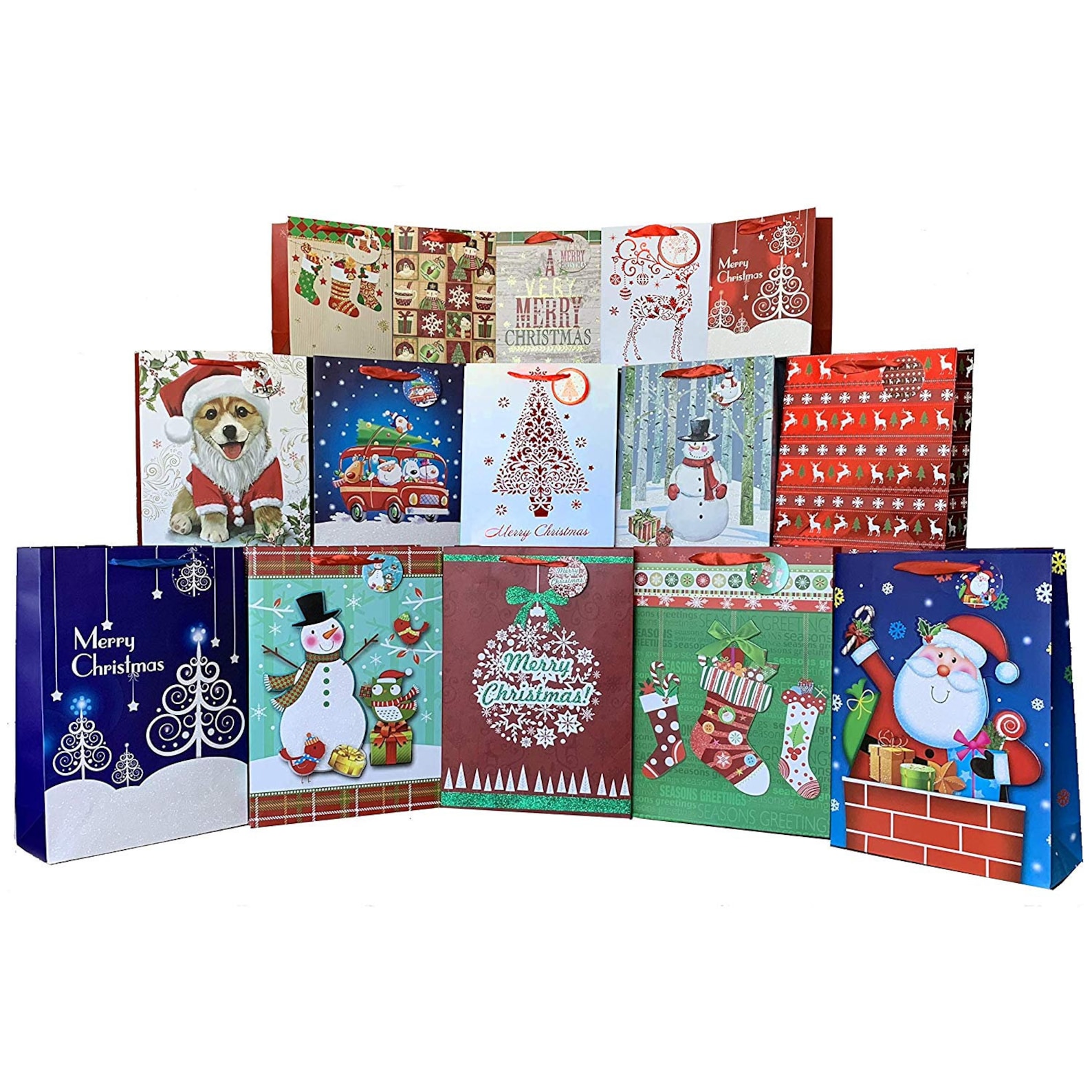 Christmas Gift Bags for Presents - Set of 15, Large, Medium, Small ...
