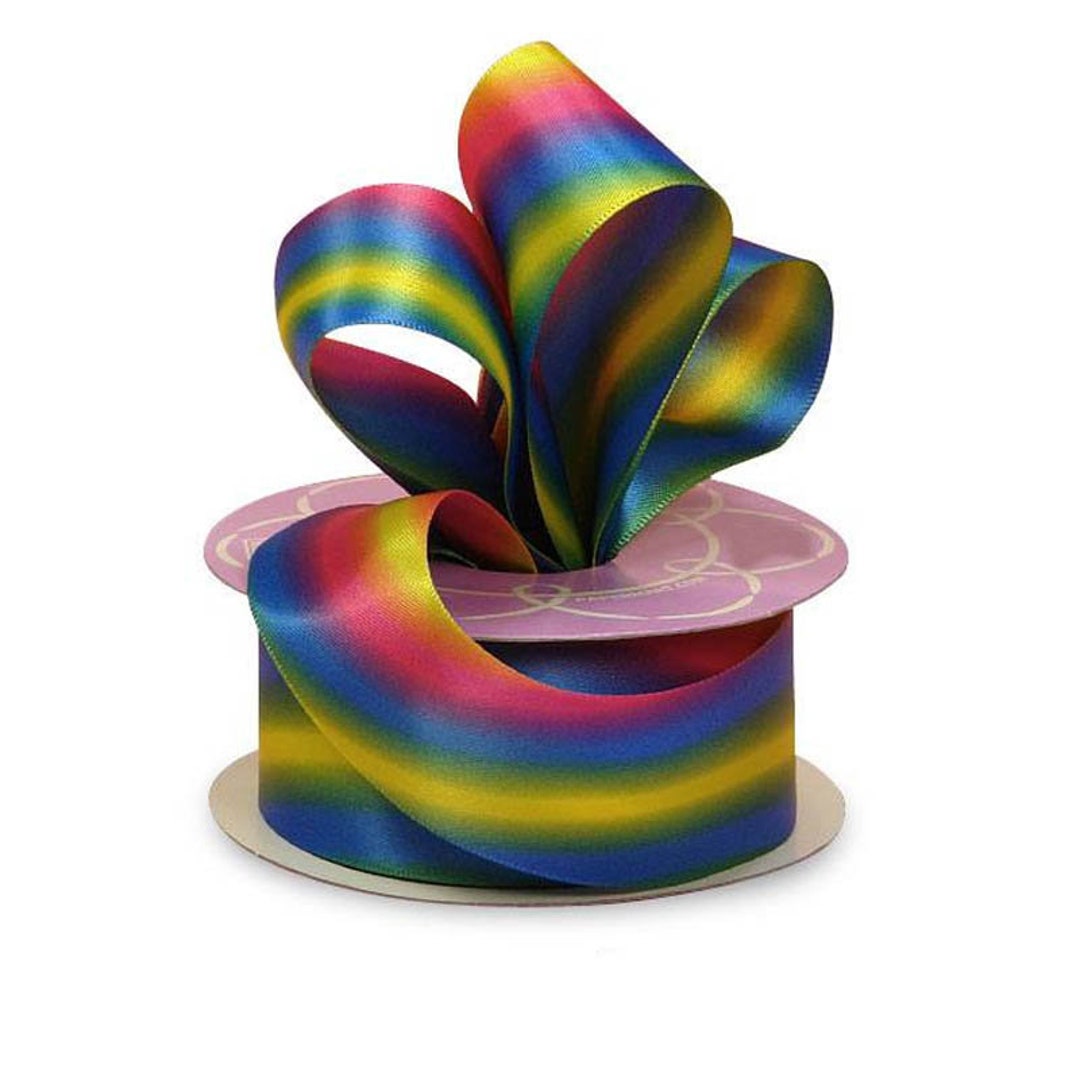 Pride Satin Swirl Rainbow Ribbon – 1 1/2” X 10 Yards, Double Sided ...