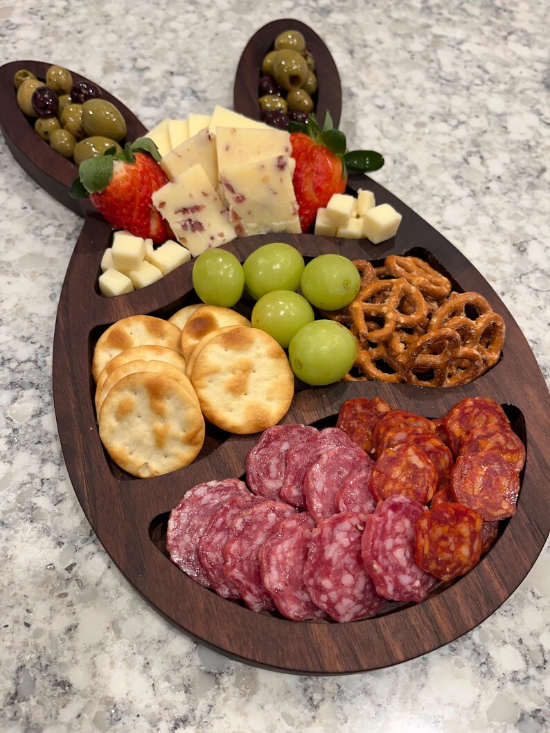 Easter Bunny-shaped Serving Tray – Walnut Wood, Easter Decor, Rustic ...