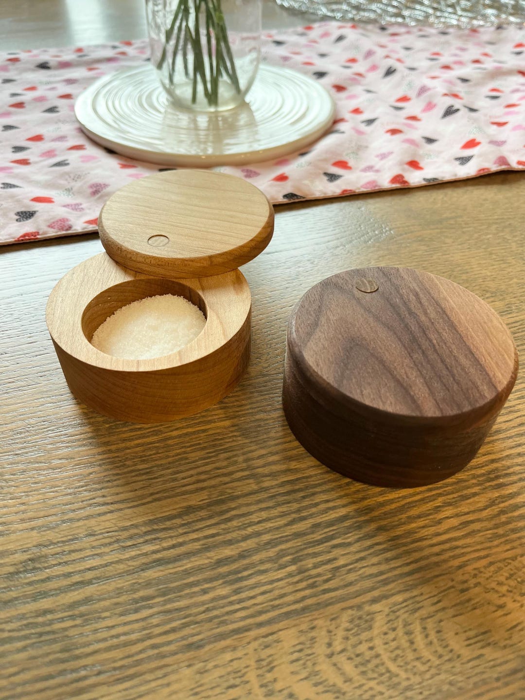Salt Cellar/spice Pincher W/ Swivel Lid, Maple and Walnut Wood, Kitchen ...