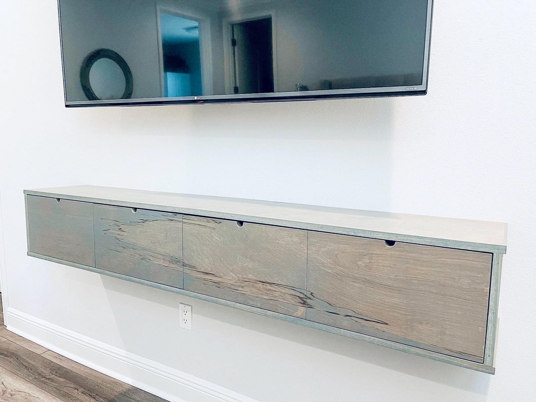 Media Center, Floating Media Console With Drawers, 72"l X 12"h X 12"d ...