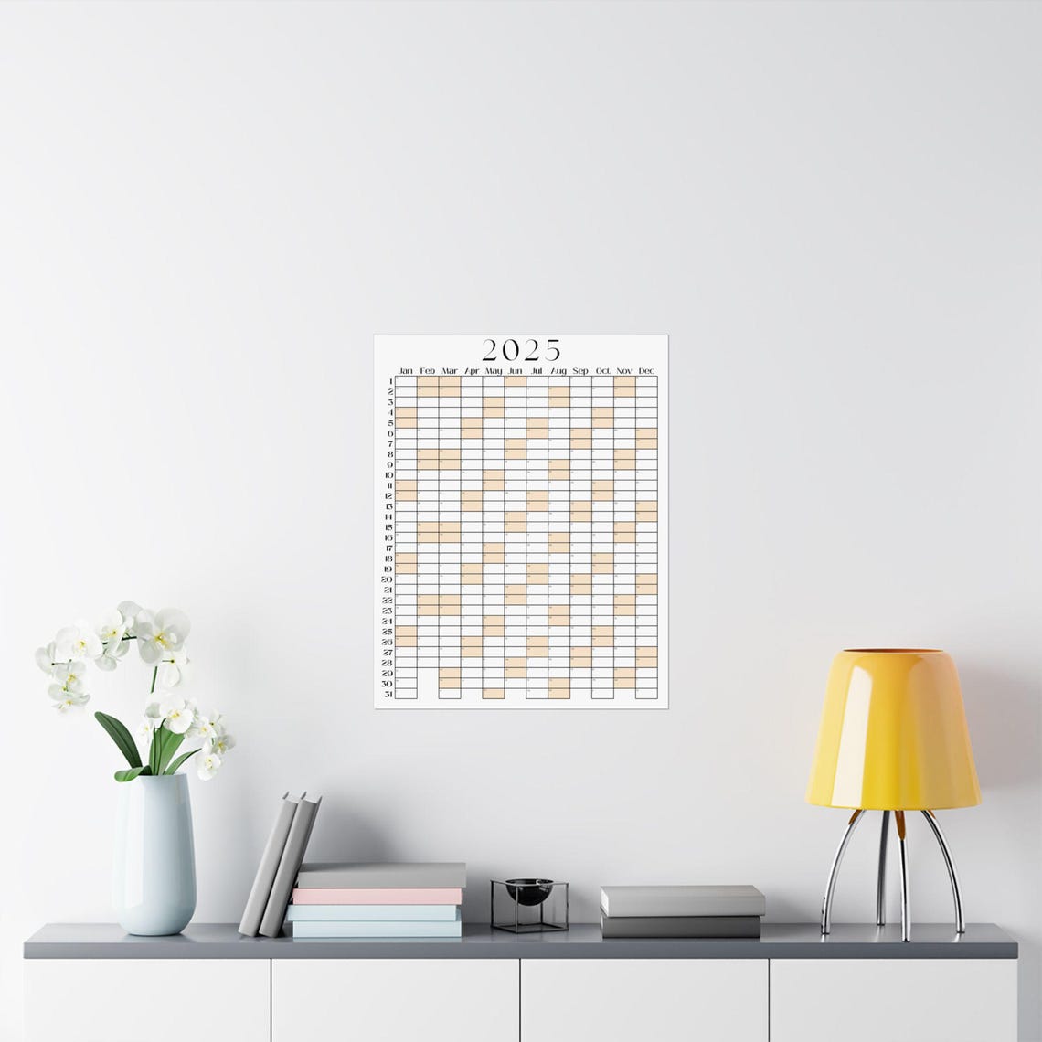 2025 Year-at-a-glance Wall Calendar - Orange - Etsy