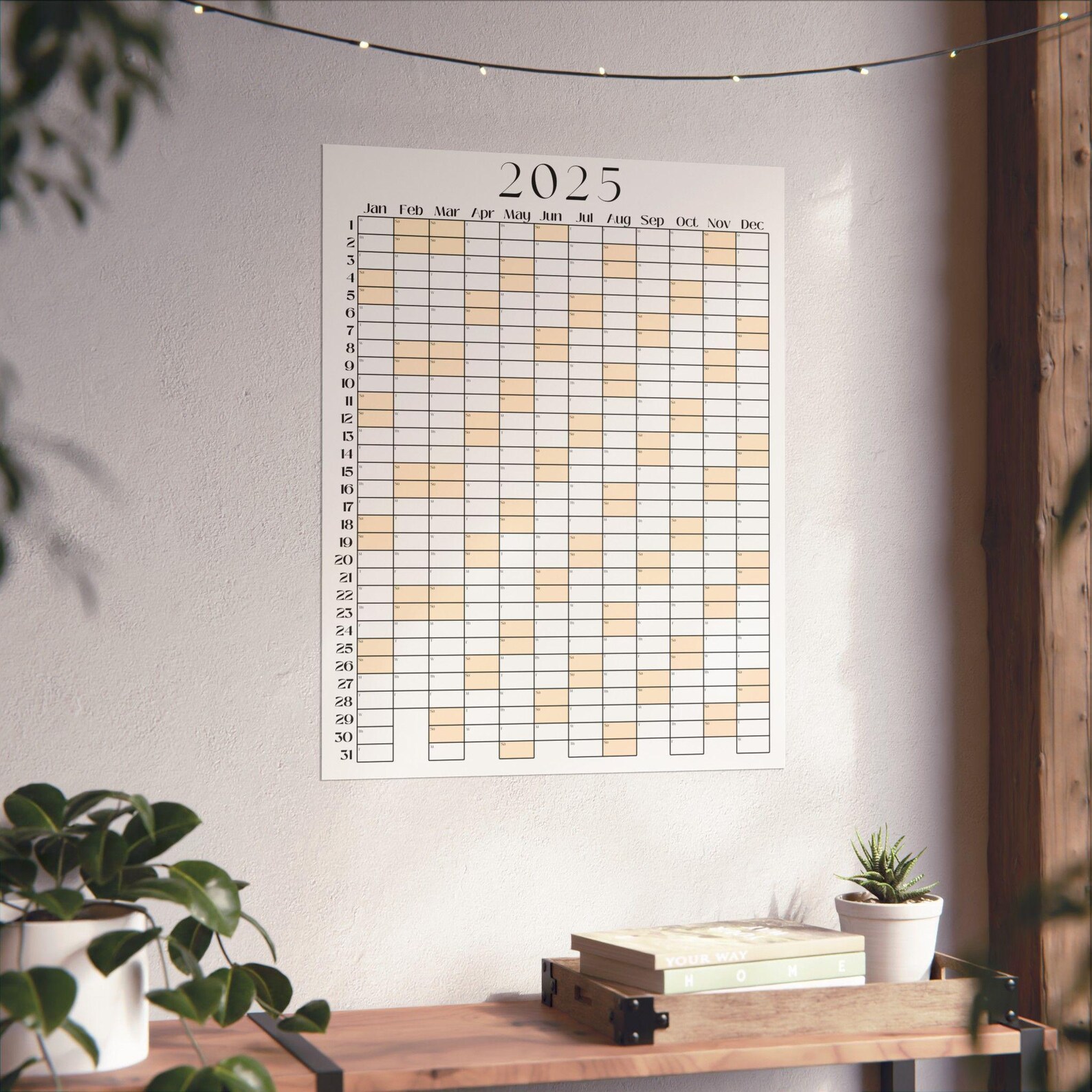 2025 Year-at-a-glance Wall Calendar - Orange - Etsy
